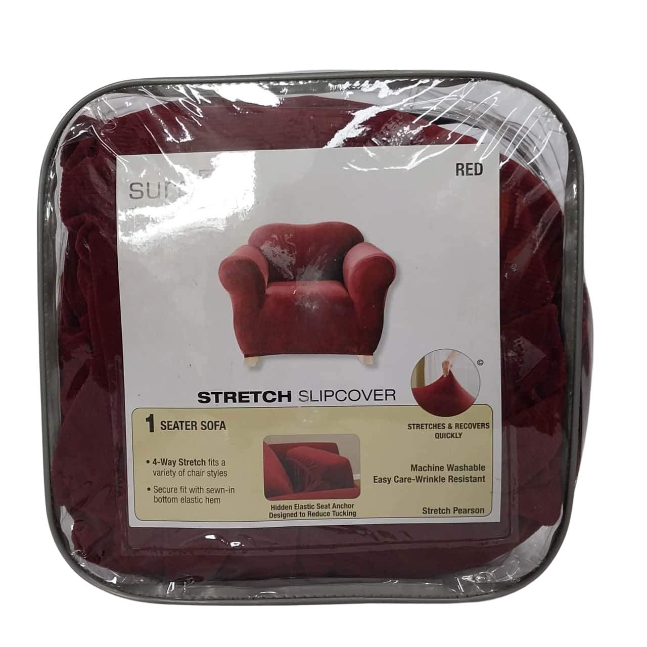 Sure Fit- one seater sofa's stretch slipcover, Red, new. (s)