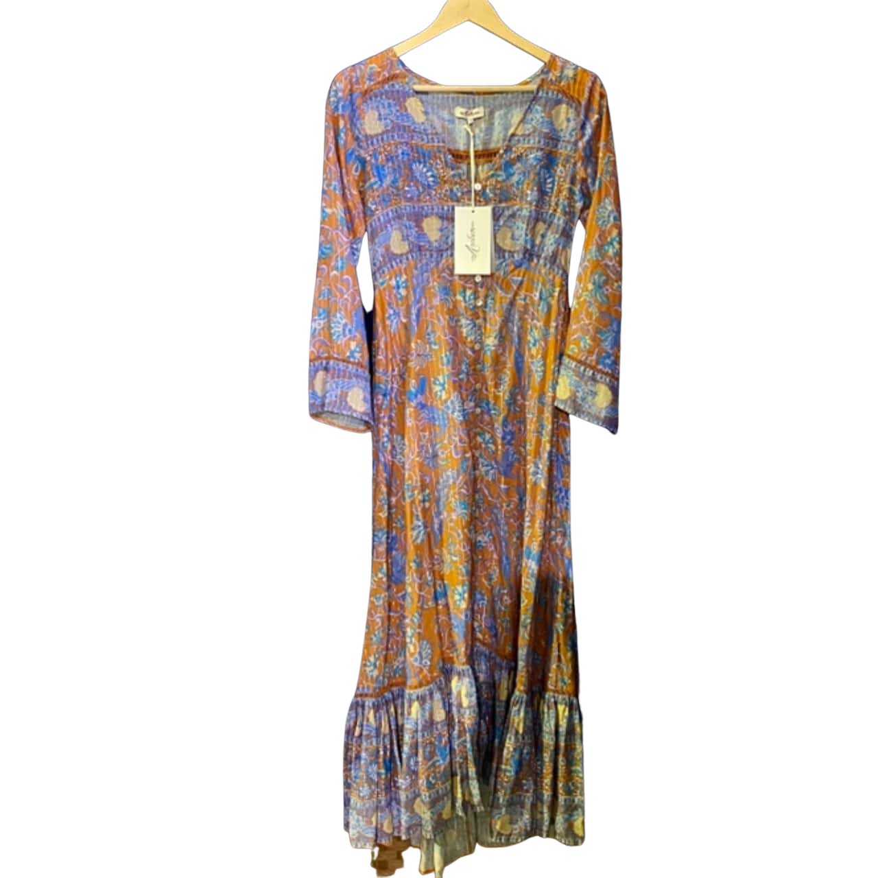 Brand New Arnhem Womens Size 6 Maxi Dress Blue / Brown (s)