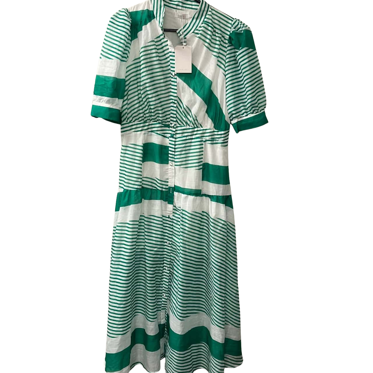 Jean Jail Women's Size 14 Maxi Dress Green / Striped / White (s)