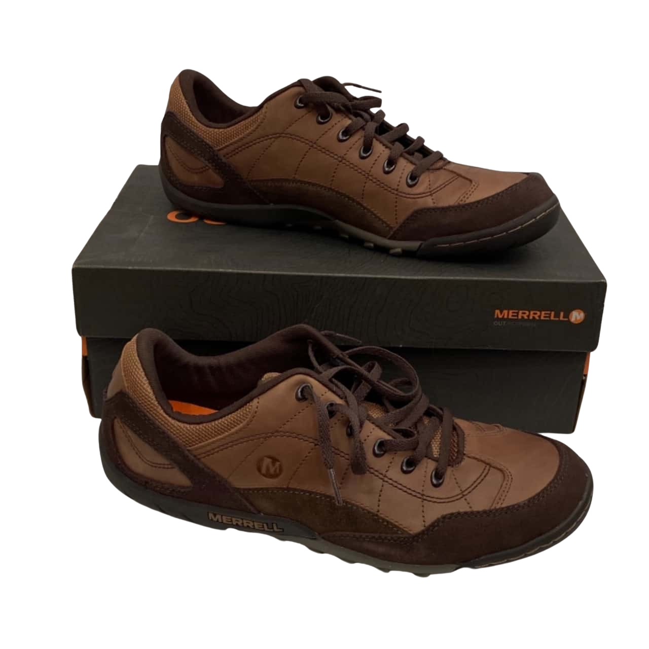 Merrell Mens Size UK 10 / US 10.5 Brown Leather Lace Up Sneakers Causal ...
