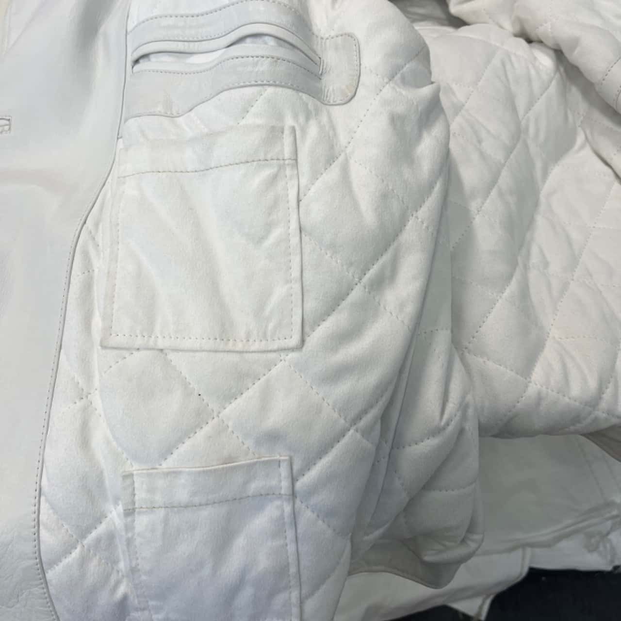 80’s inspired White leather biker jacket. L (s) - Used Very Good ...