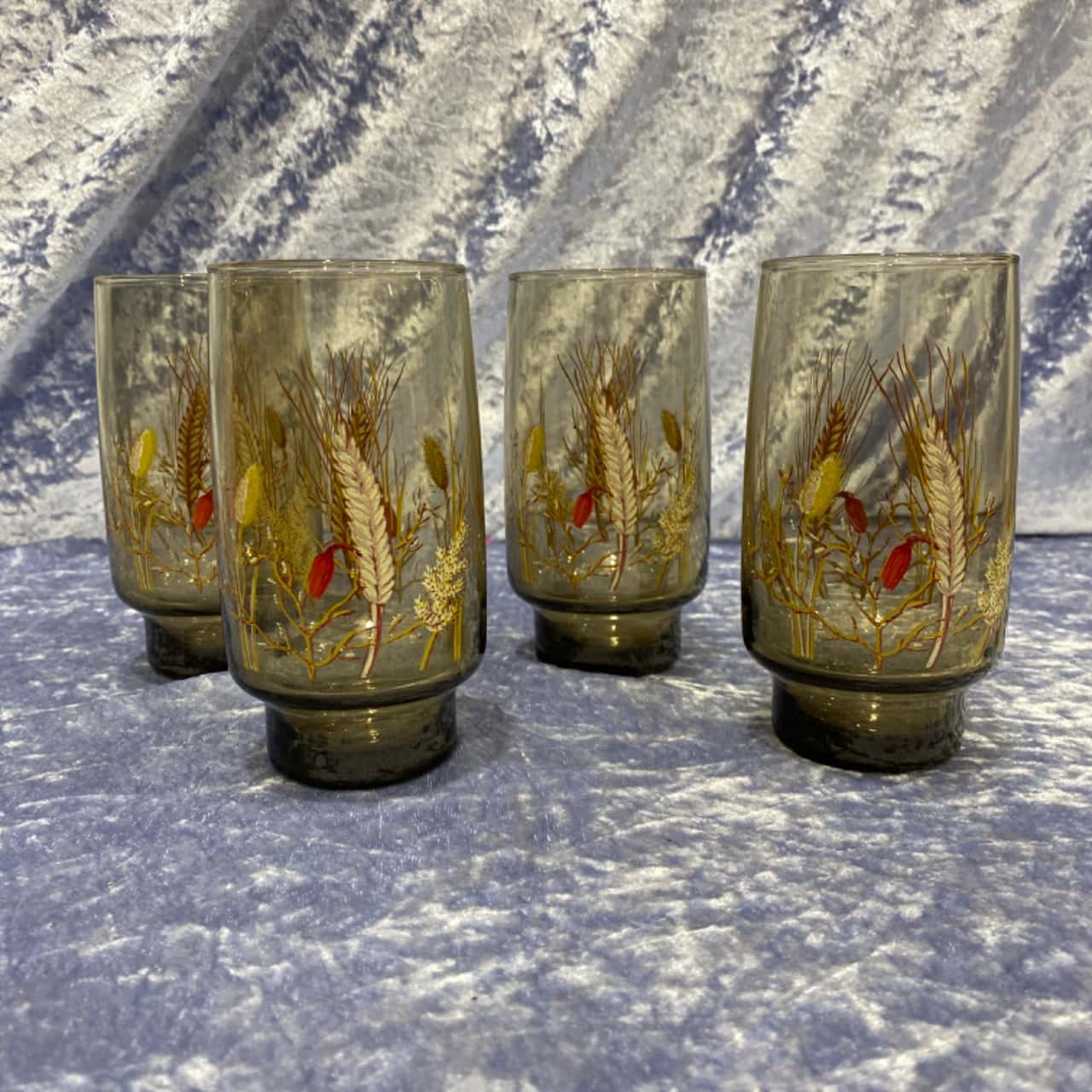 Vintage wheat design glassware 4 pack