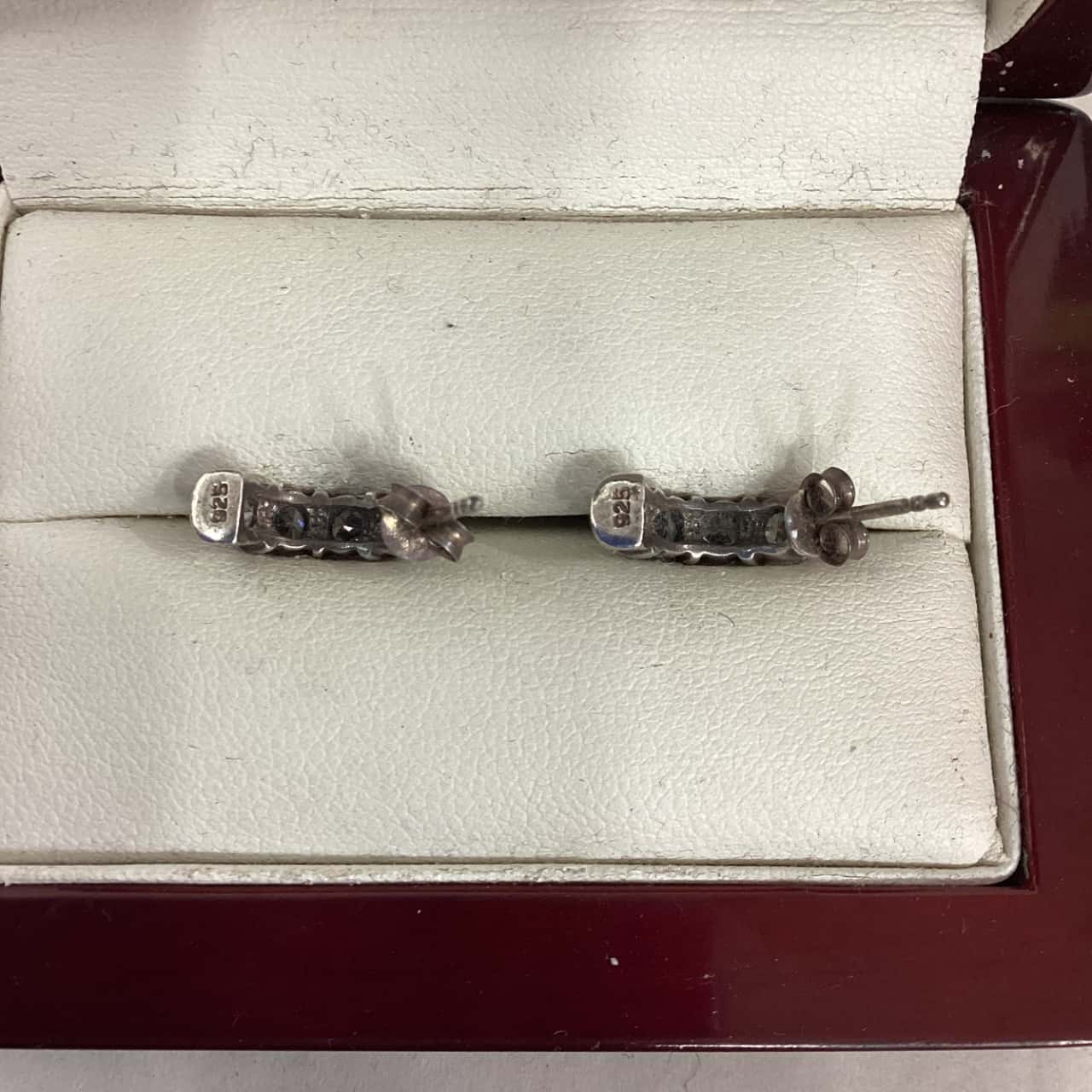 Womens Earrings Sterling Silver Cuffs with Rhinestones (Stamped 925)