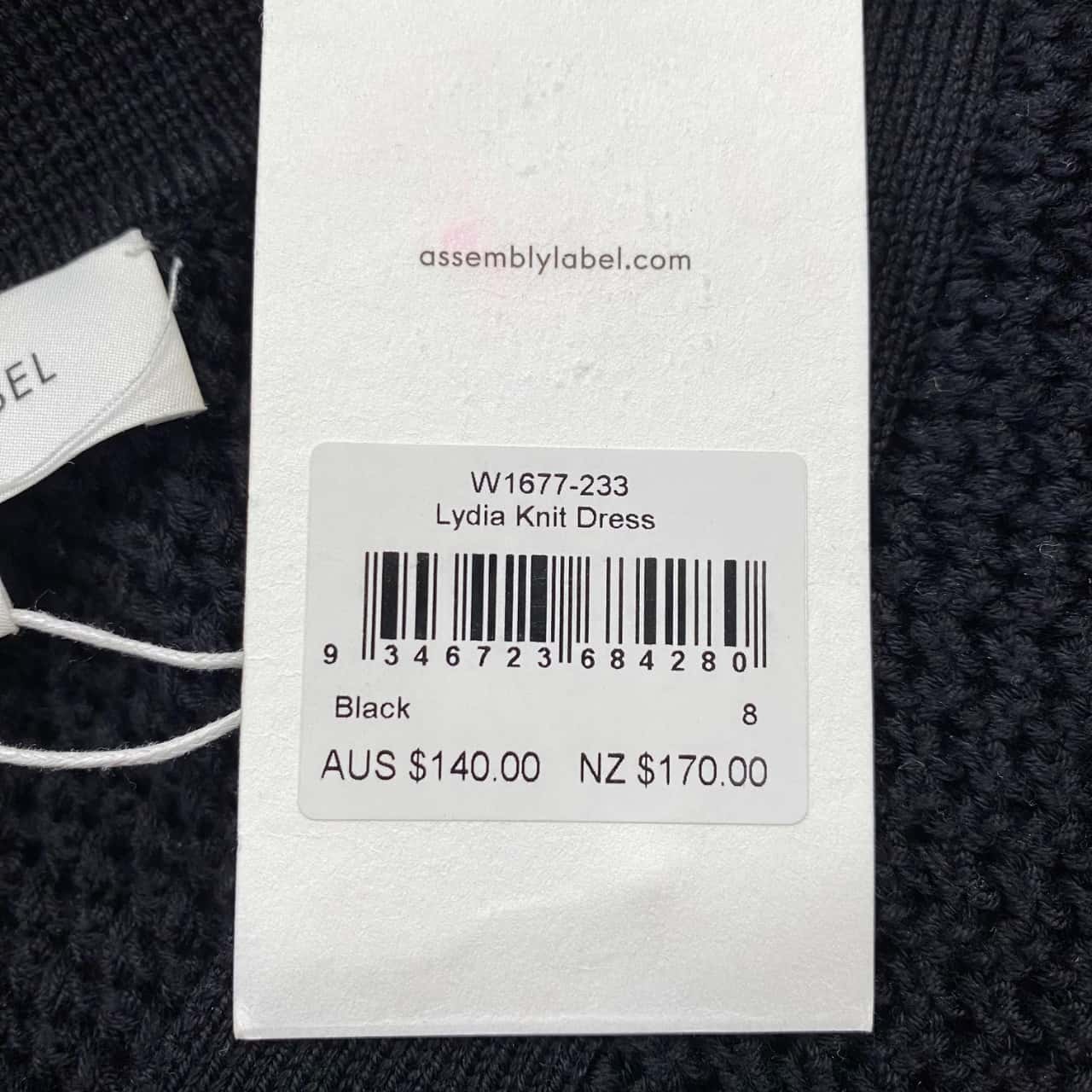Assembly Label Black Knit Dress Size 8