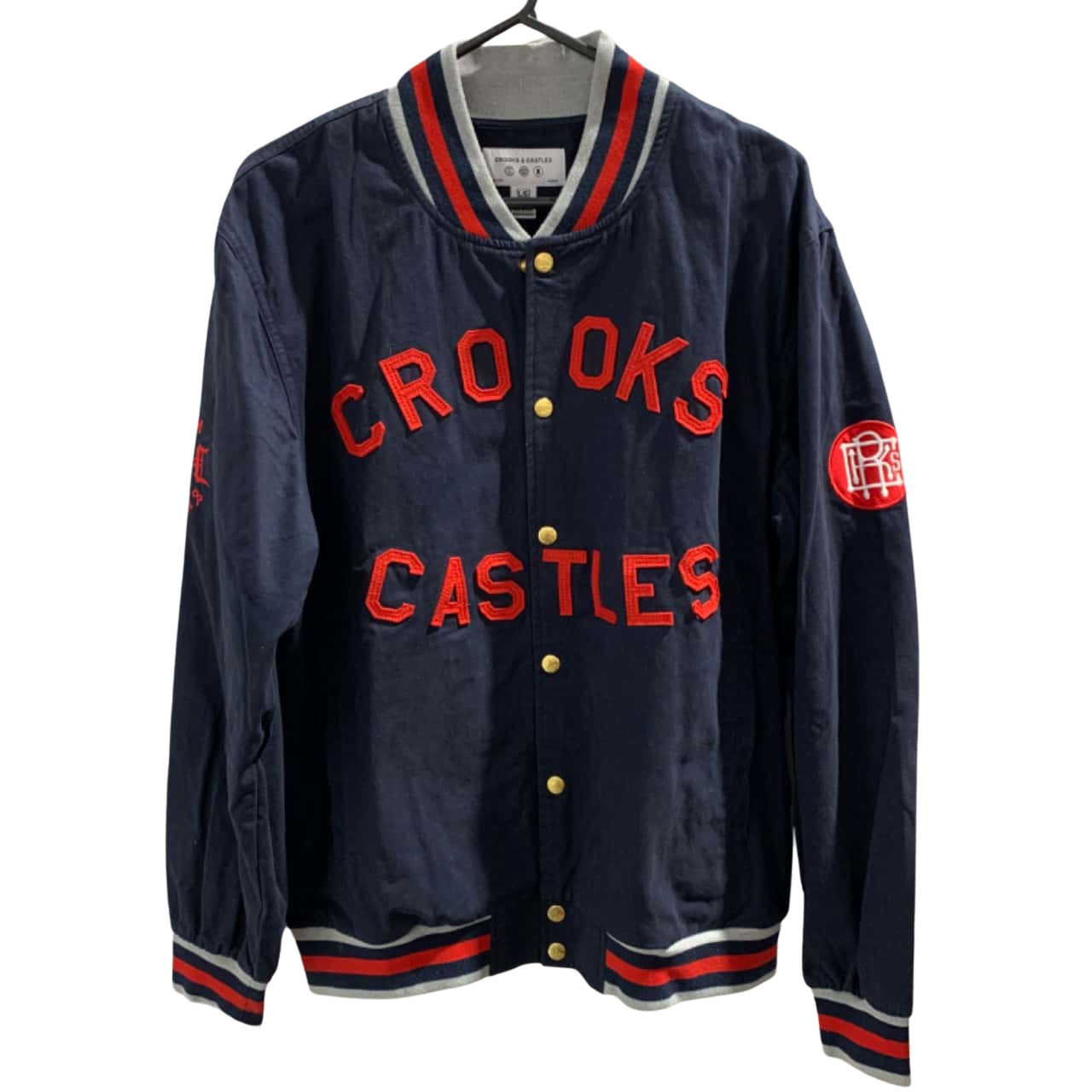 Crooks & Castles Mens Size L Bomber Black / Red Snap Buttons-1632979(s)