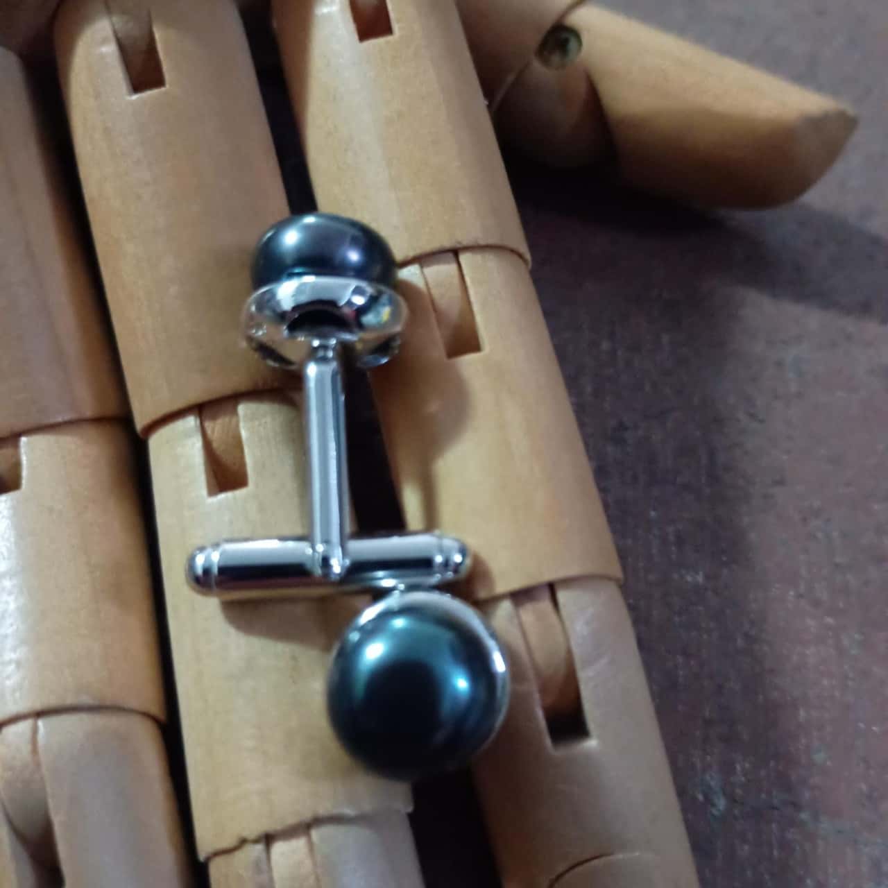 Freshwater Pearl Cufflink Set Stamped '925' (E4)(s)