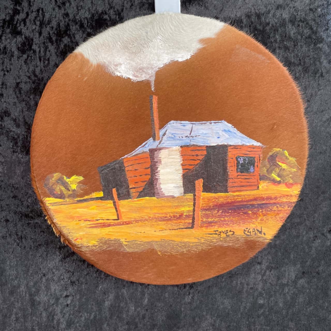 JAMES EGAN Original Oil On Cowhide Painting