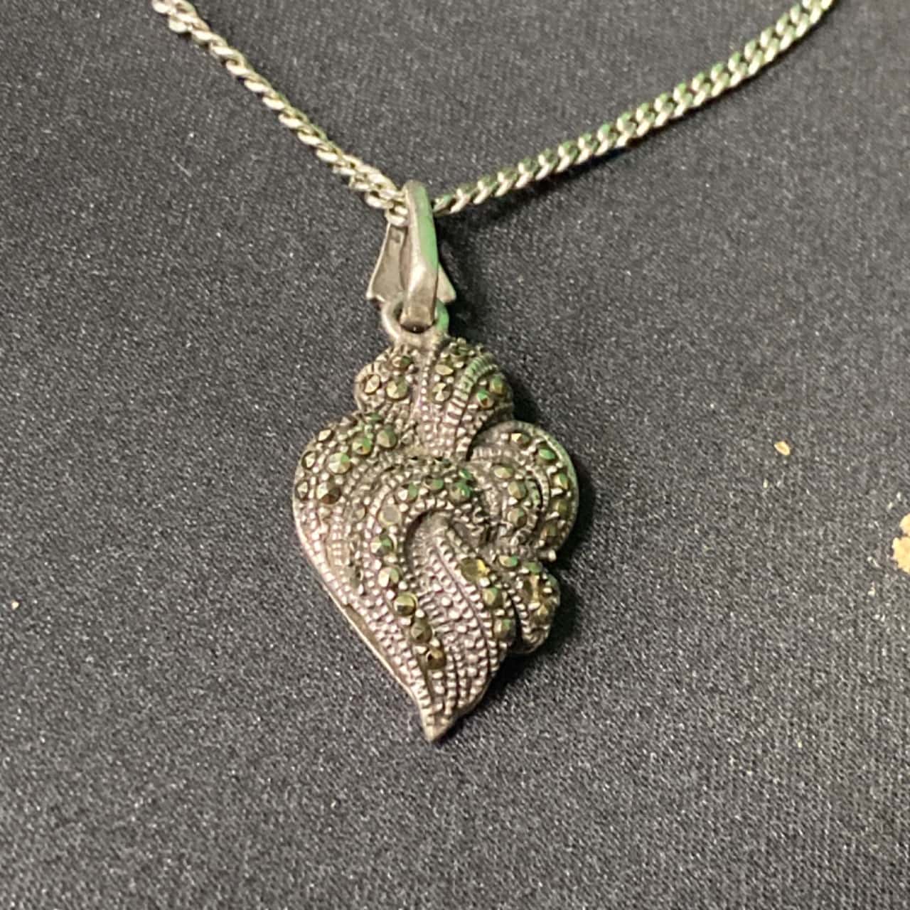 Sterling silver expandable chain and marcasite pendant (s)