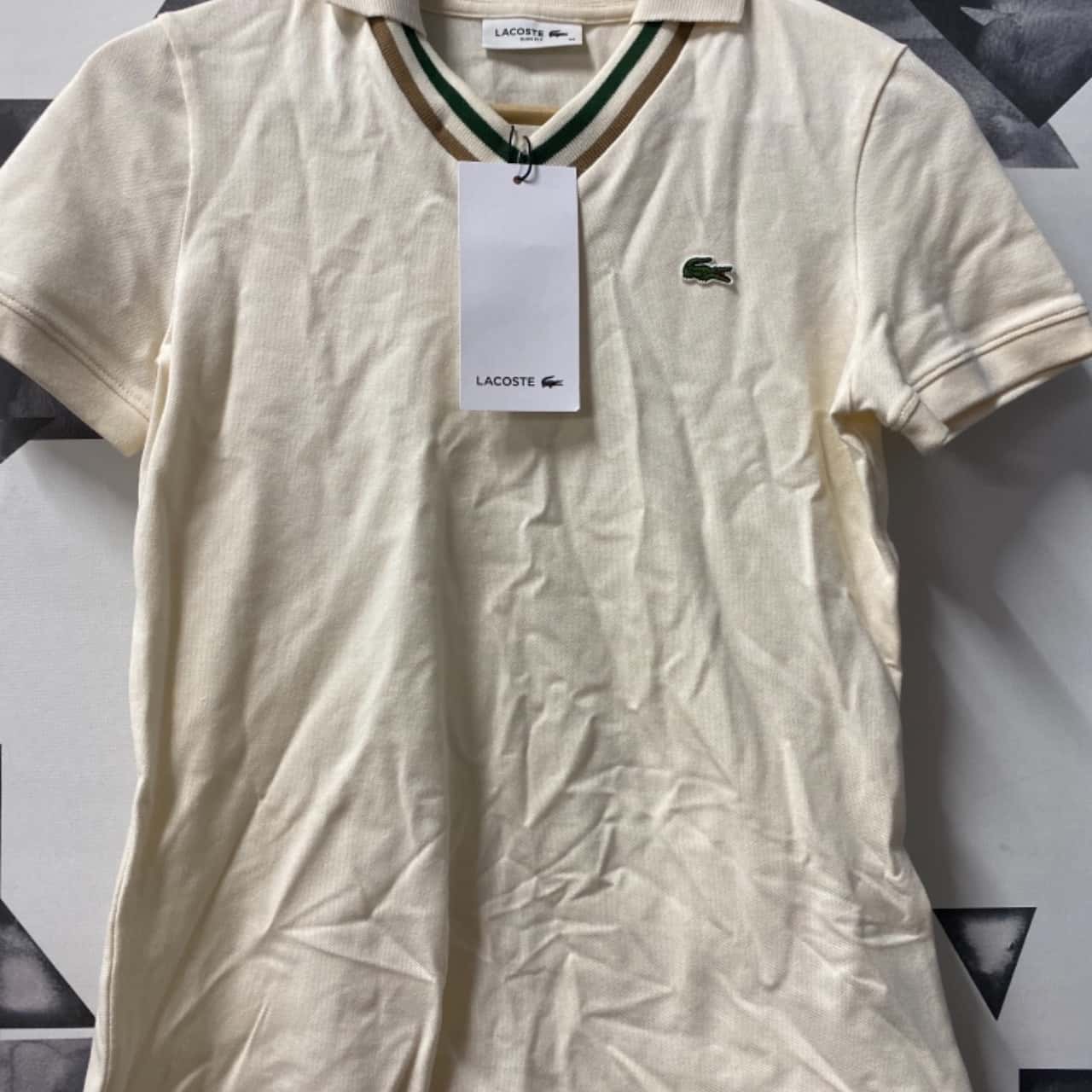 Lacoste Size M Cream slim fit polo shirt new