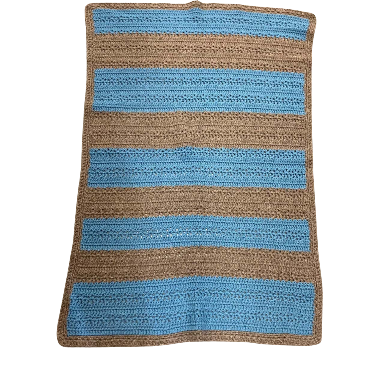 Vintage Hand Crocheted Knee Rug 90 cm x 140 cm Grey Blue