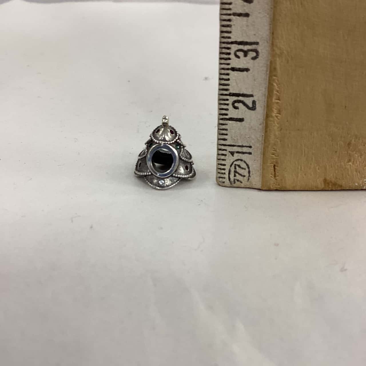 Womens Christmas Tree Charm Bracelet Charm Sterling Silver (Stamped S925)