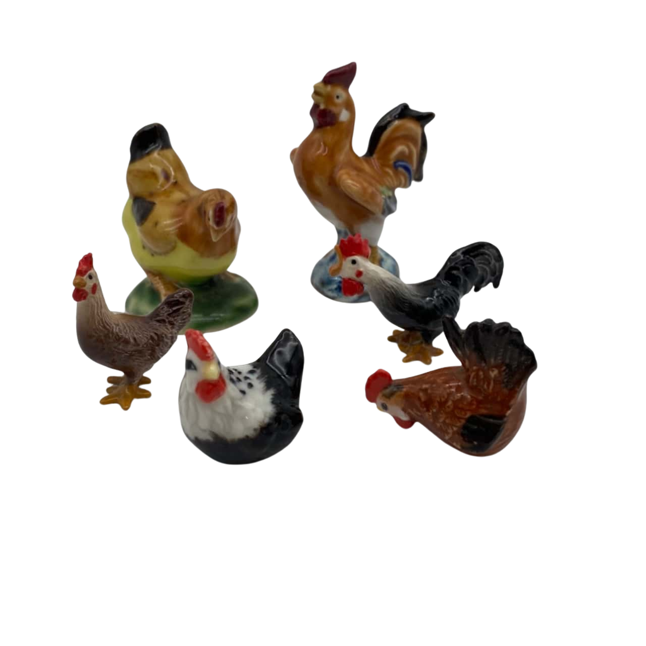 6x Vintage Ceramic Miniature Chickens(s)