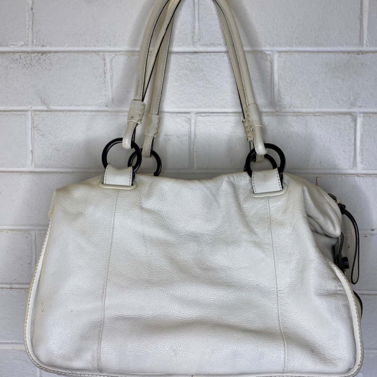 Mimco Womens Leather Handbag White/Black(s)