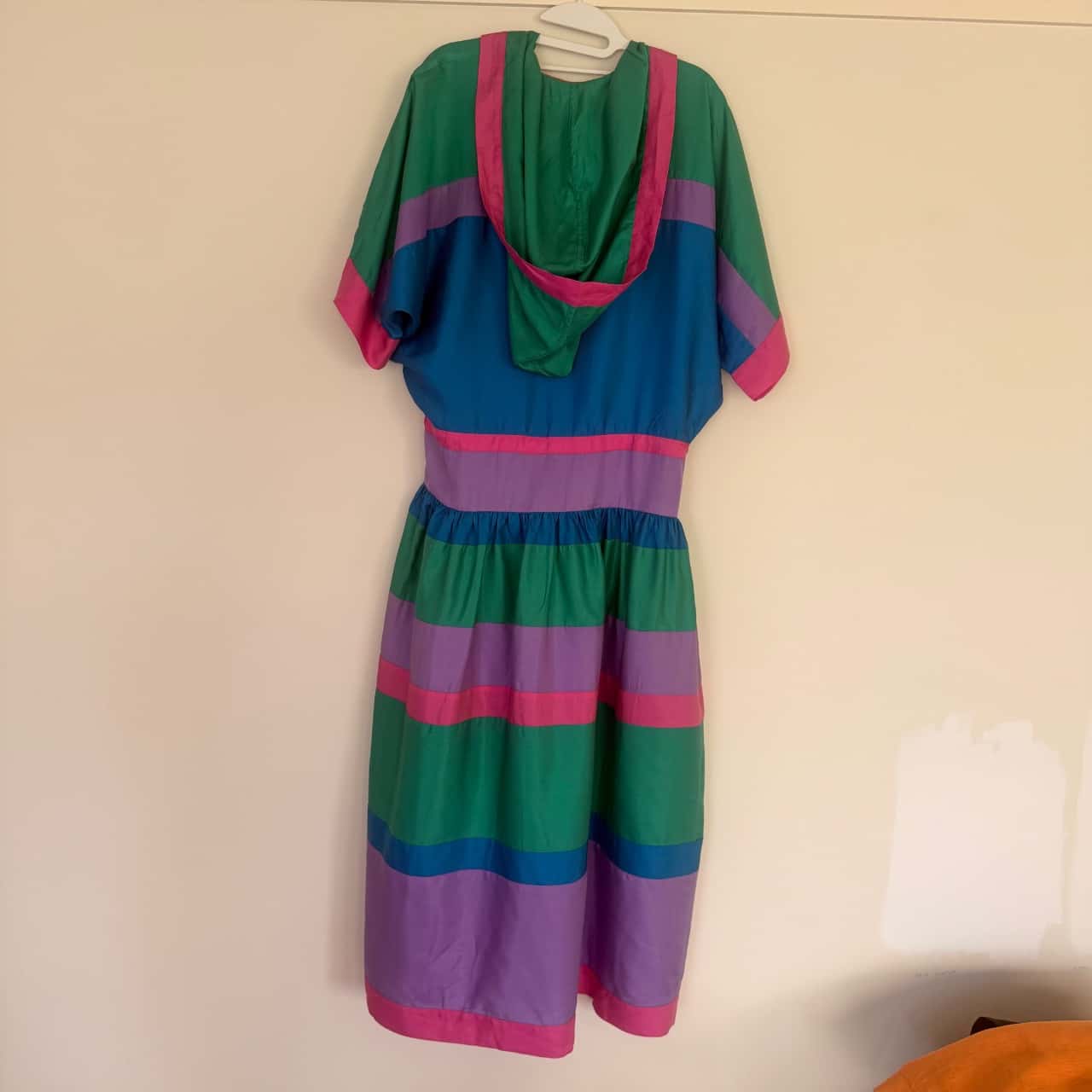 VINTAGE** 80s Rainbow Stripe Dress. Size 8