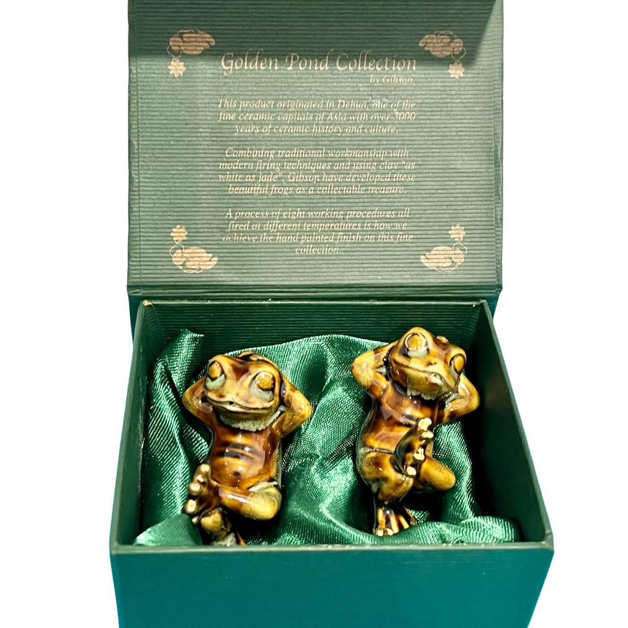 Golden Pond Collection- 2x Ceramic Relaxing Frogs (s)
