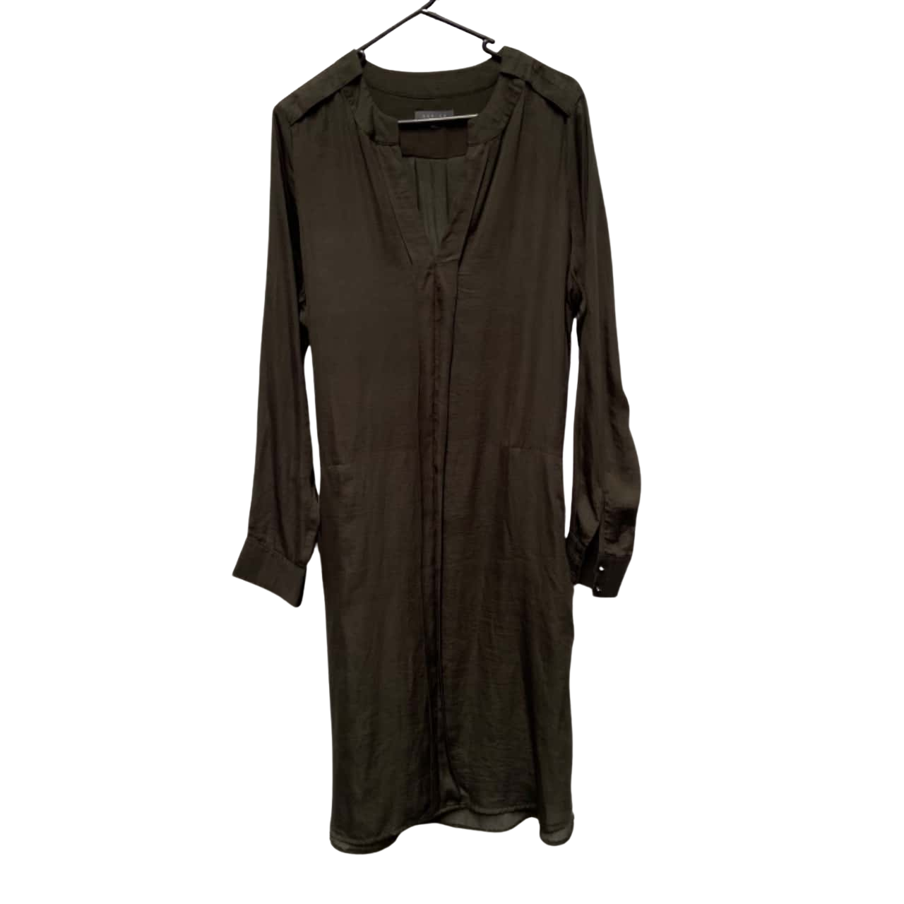 Sheike Womens Size 12 Long Sleeve / Midi Dress Khaki (s)