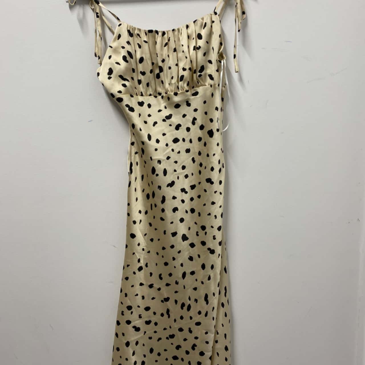 House Of Sienna Shoestring Strap Beige Dress
