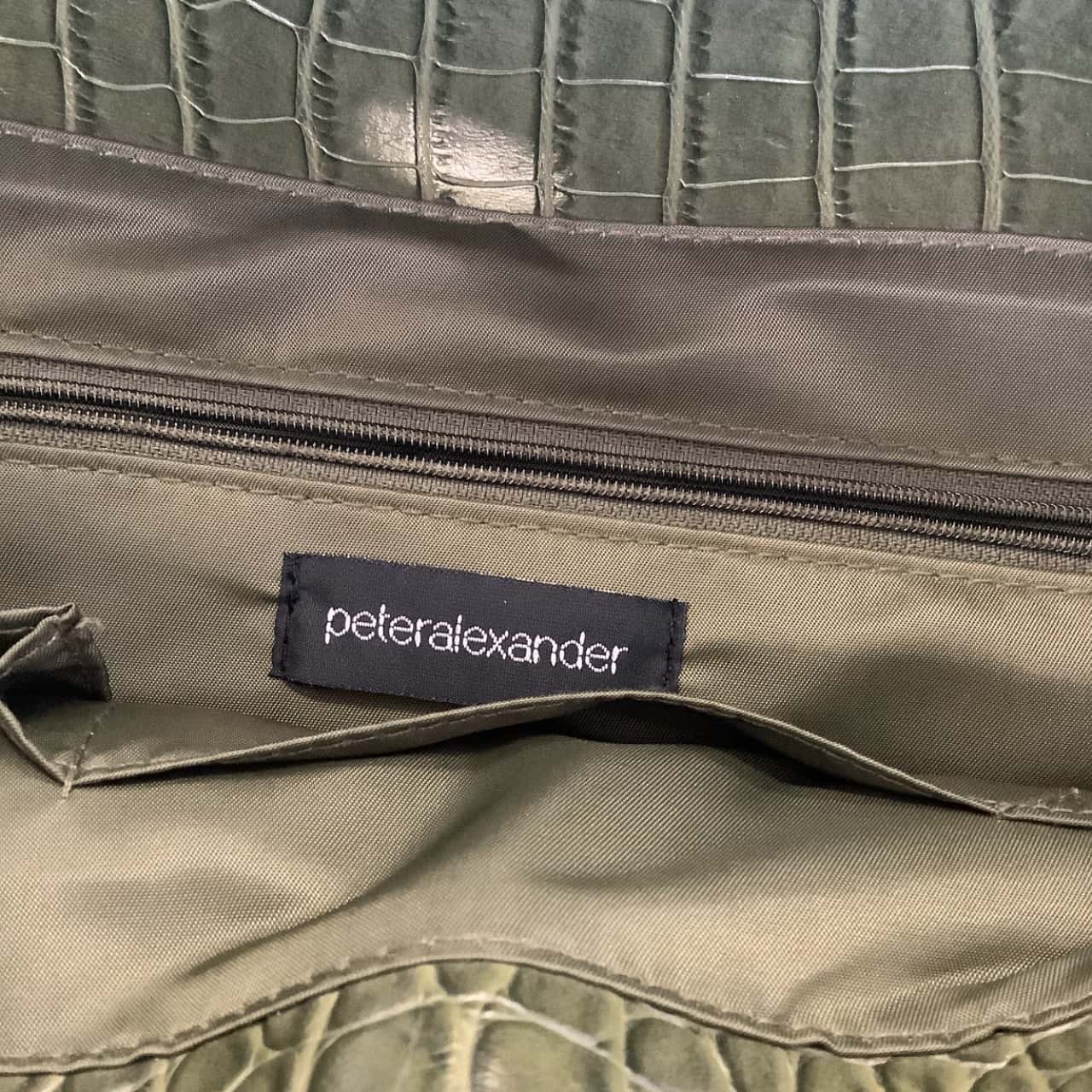 Peter Alexander Mens Croc Print Briefcase Bag Green(s)
