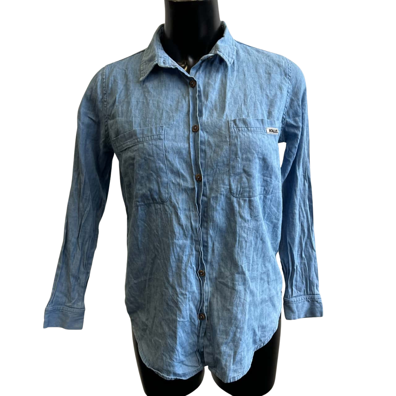 Rollas Womens Size 6 Long Sleeve Shirt Blue (s)