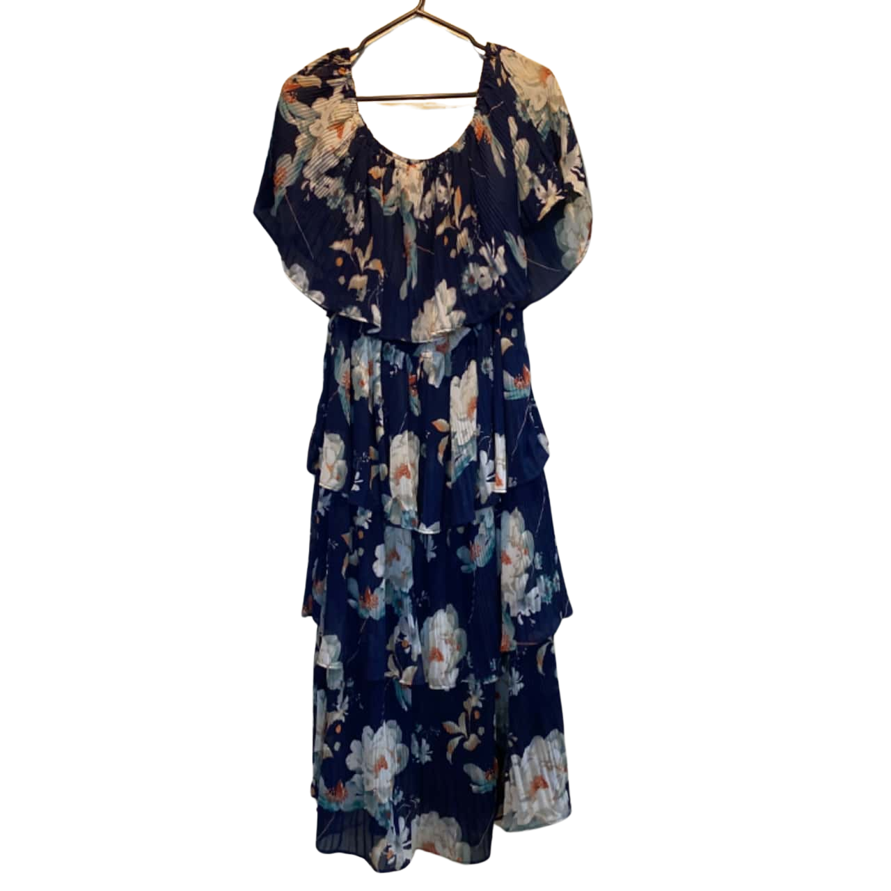 Womens Size 12 Floral Dress Navy Blue Vine Apparel (s)