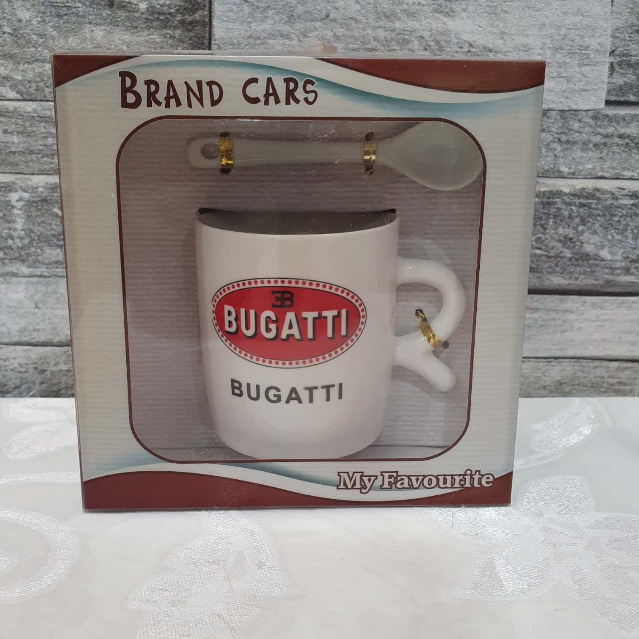 Bugatti Brand Cars My Favourite Ceramic Coffee Mug with Spoon- Gift Pack