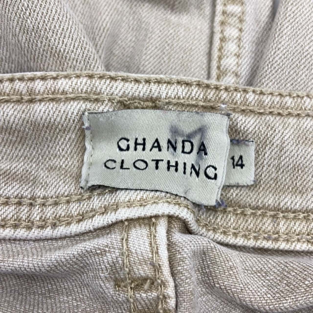 Ghanda Womens Size 14 Beige Marine Cut Straight Jeans (s)