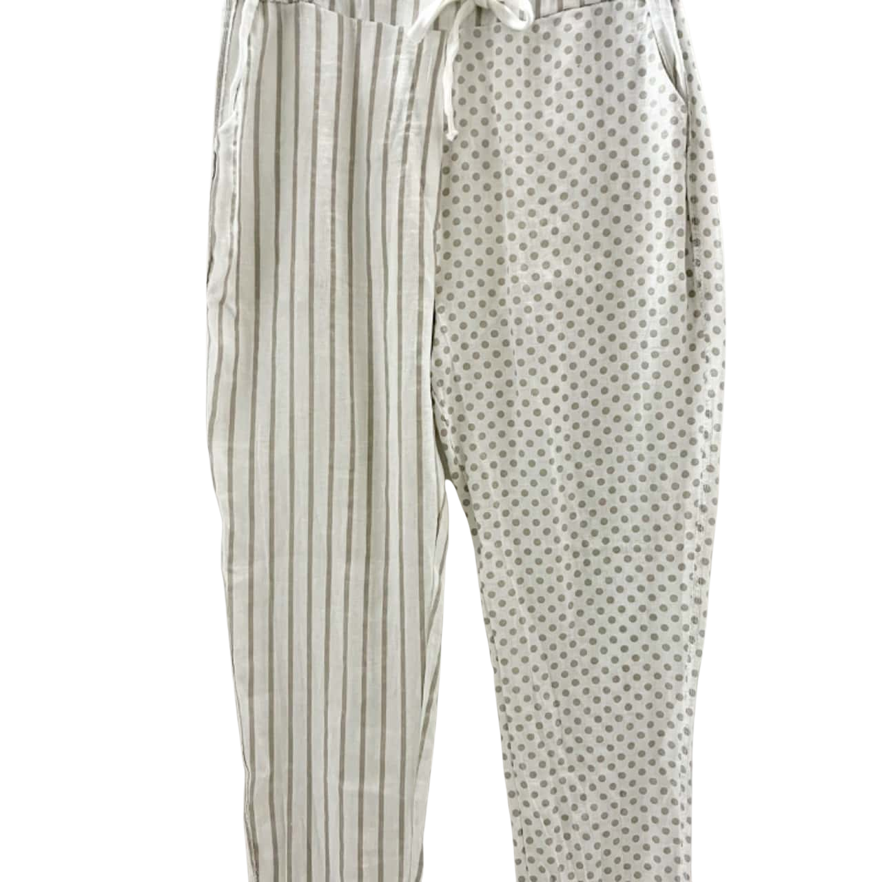 Linen blend white/spotted/striped drawstring Pants Size 14(s)