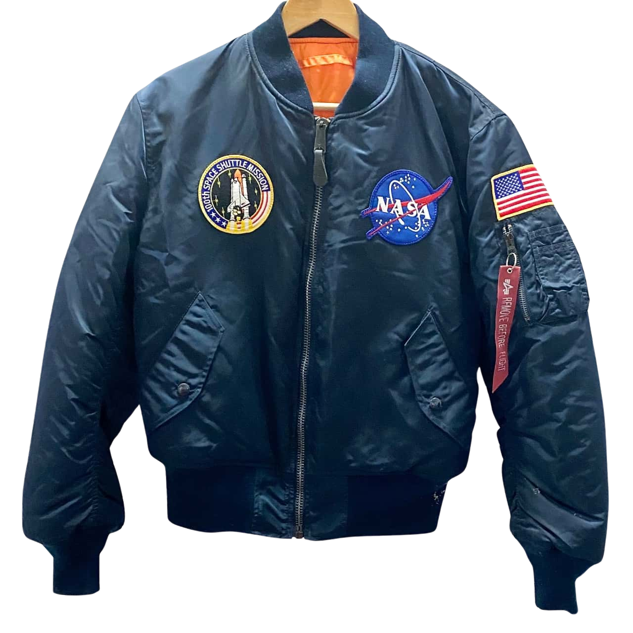Mens Size M Puffer NASA Jacket Navy Blue (s)