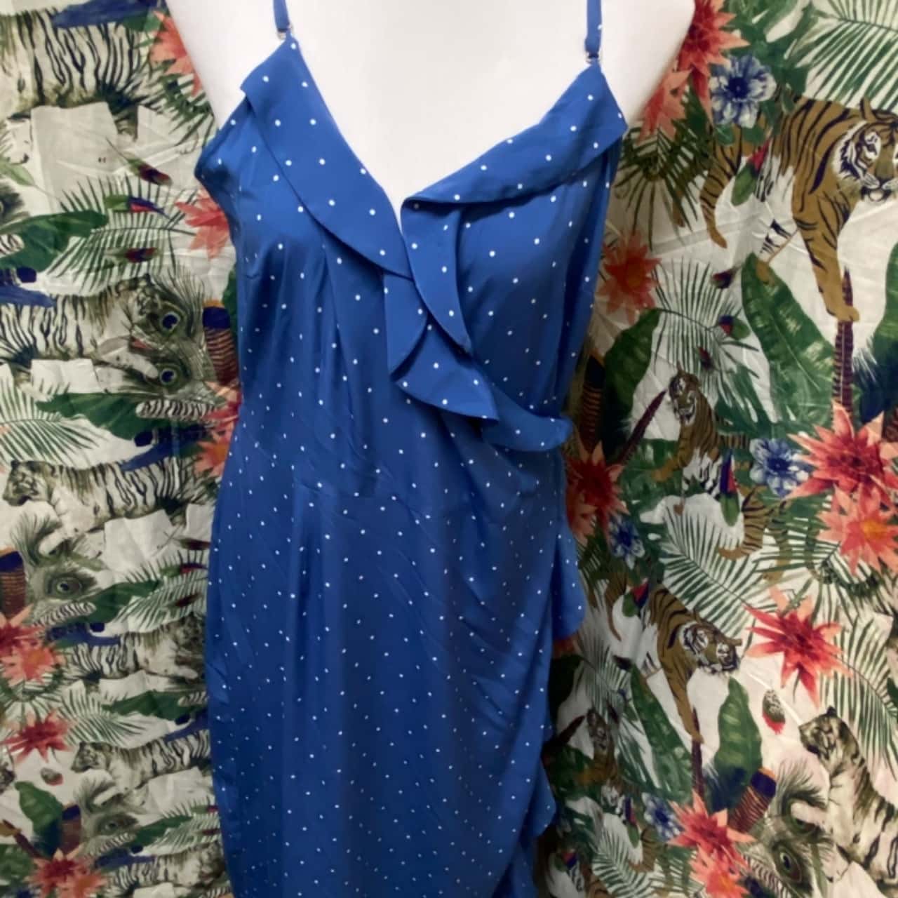 Womens Vero Moda Size XXL Shoestring Strap Dress Blue /White/Polka Dot