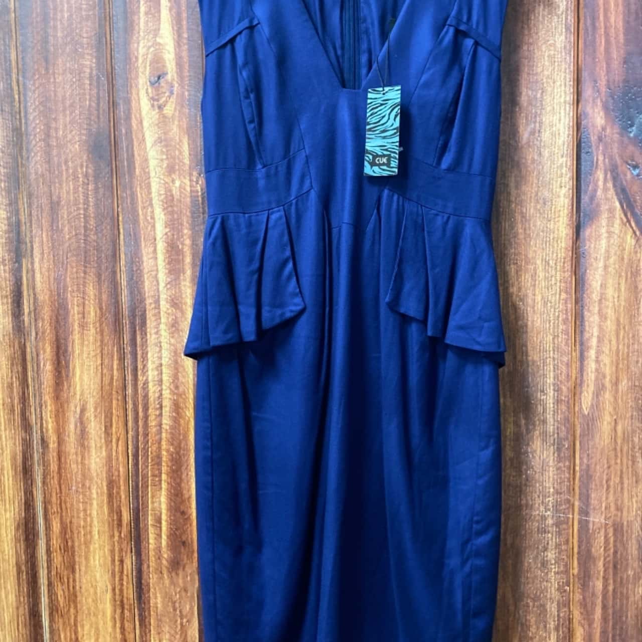 Cue Size 8 Navy Blue peplum dress new (s) - New With Tags | Salvos Stores