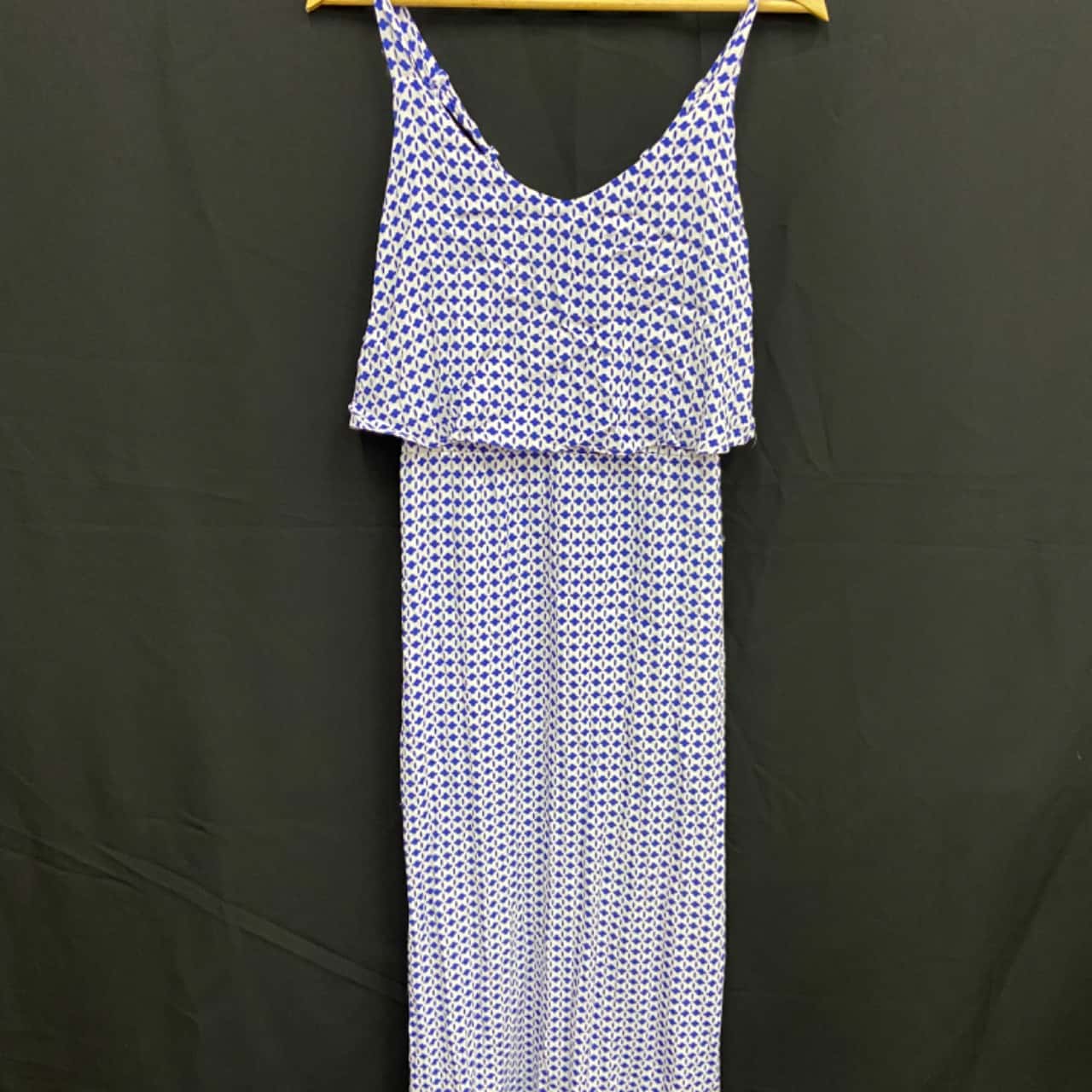 Seed Womens Size 8 Maxi Dress Blue / White