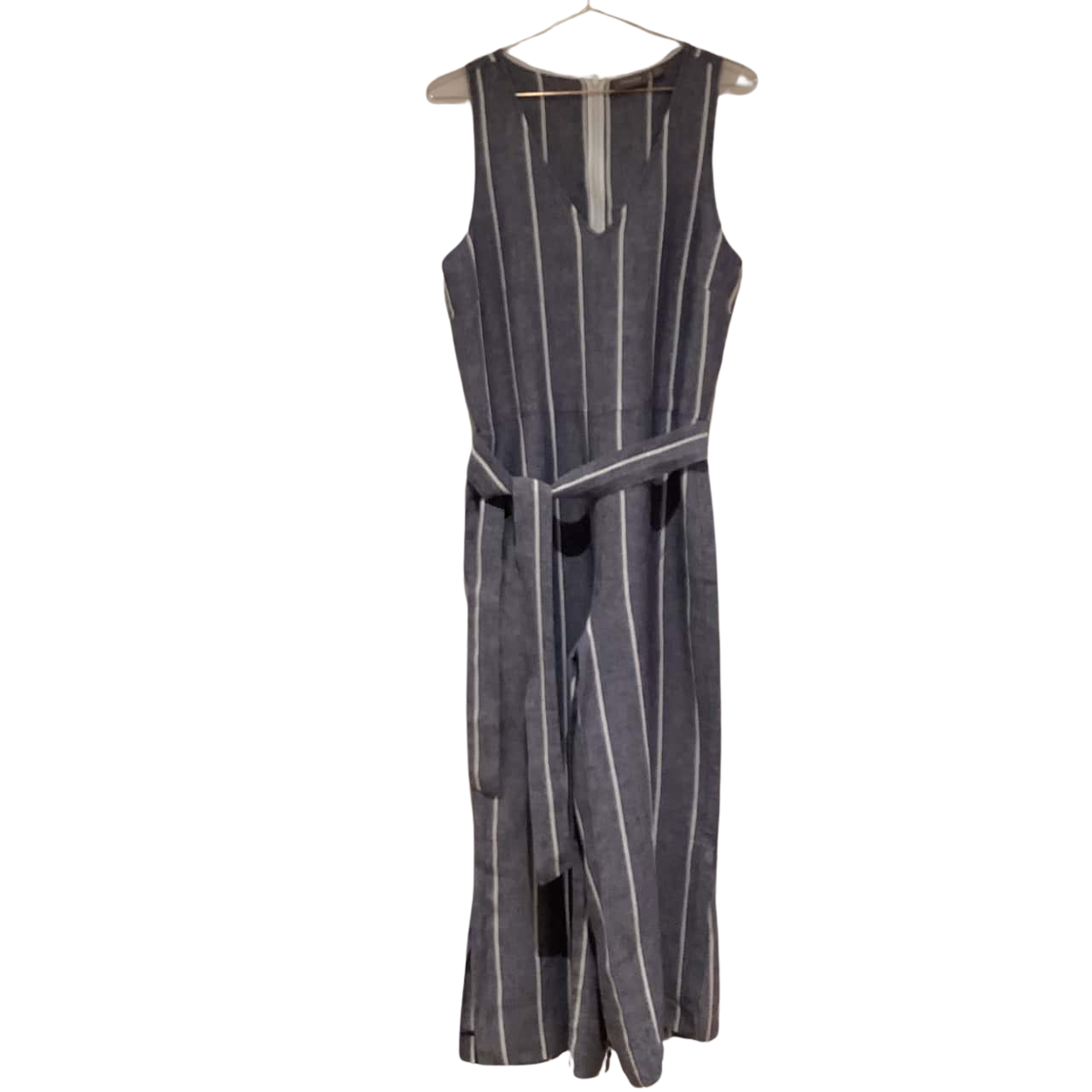 Sussan Pure Linen Wide Leg Blue/Grey Overalls. Size 10
