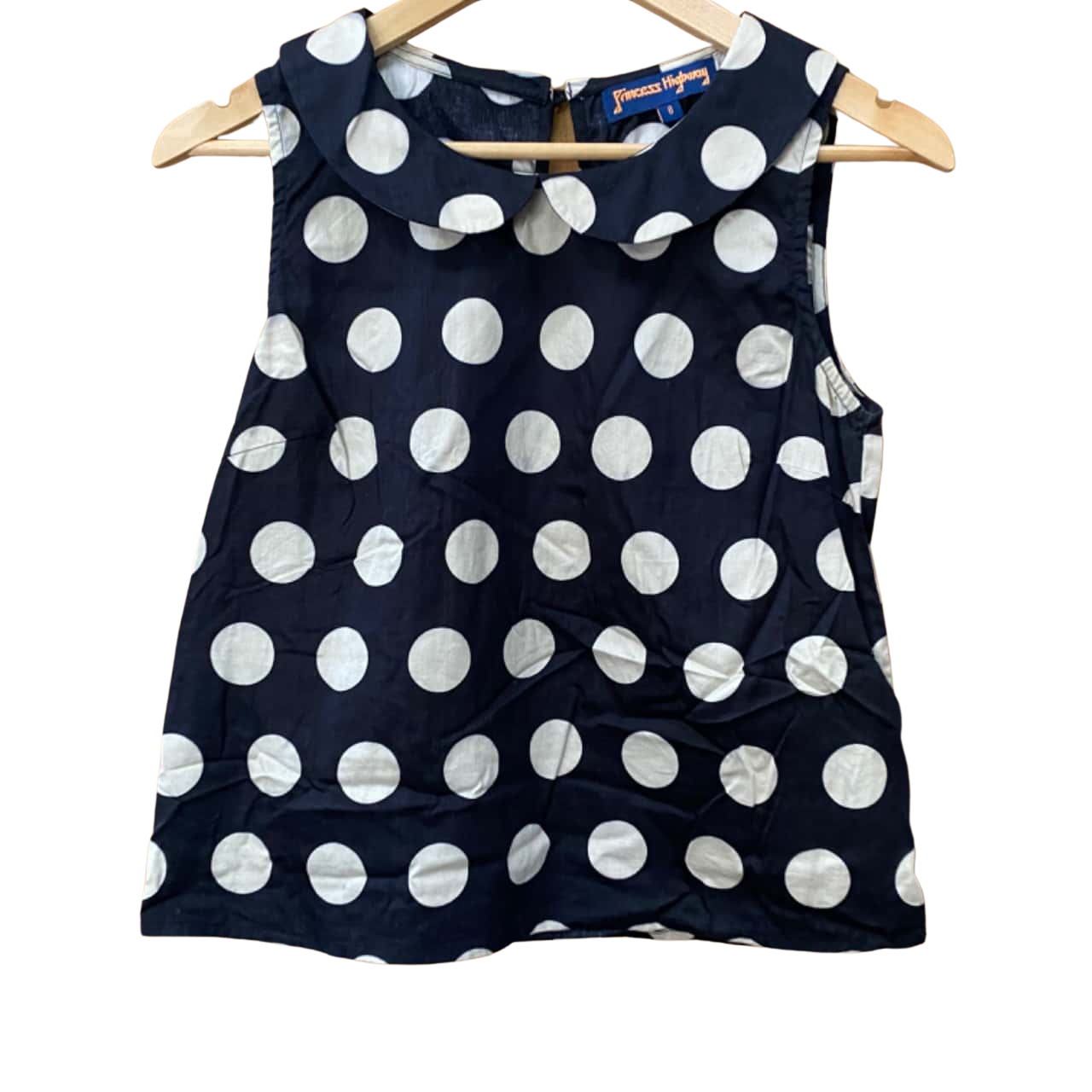 Princess Highway Navy & White Spot Tank Size 8(s)