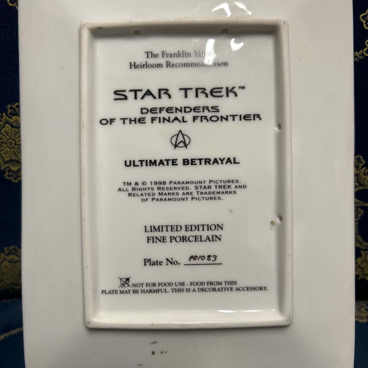 Star Trek, Franklin Mint Collectors plates. One signed