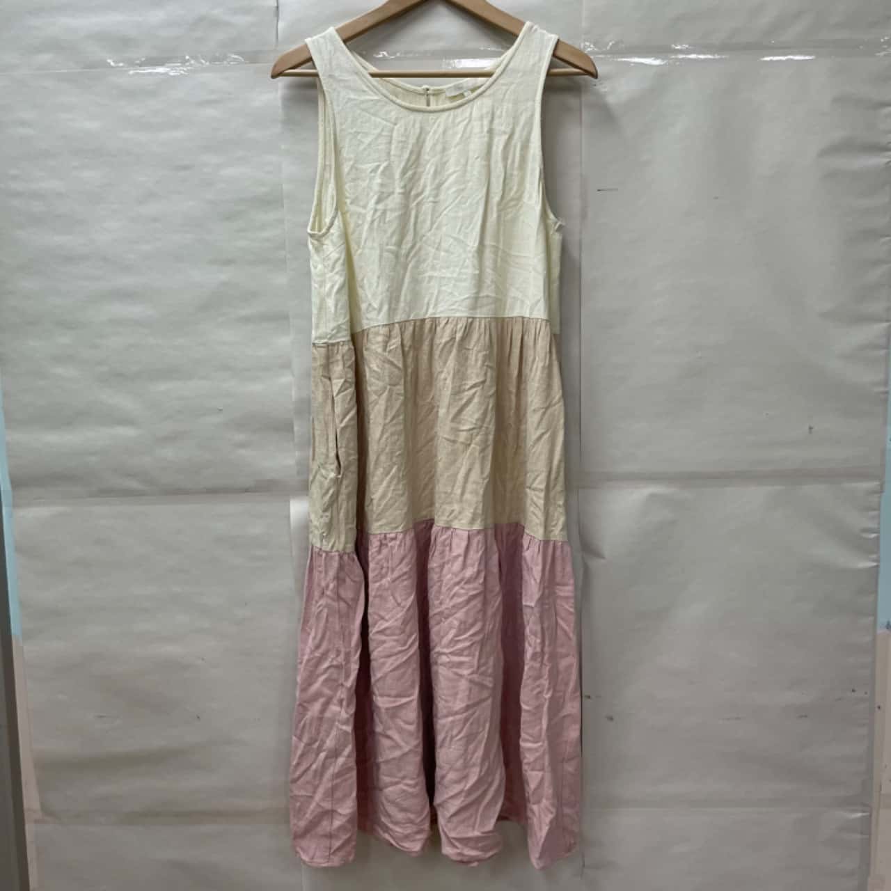House Of Sienna Womens Size 12 Colour Block Linen Maxi Dress(s)