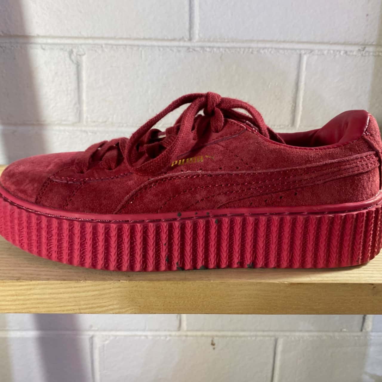 Fenty x Puma Womens Suede Platform Sneakers Size 4.5 Red (s)