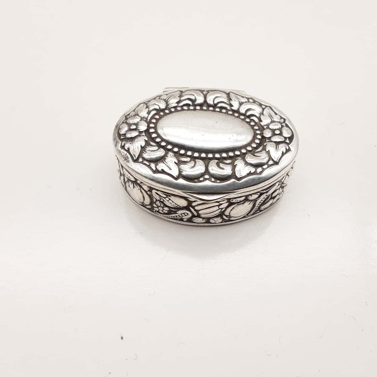 Antique Victorian or Edwardian Sterling Silver Pill Box with Gilt ...