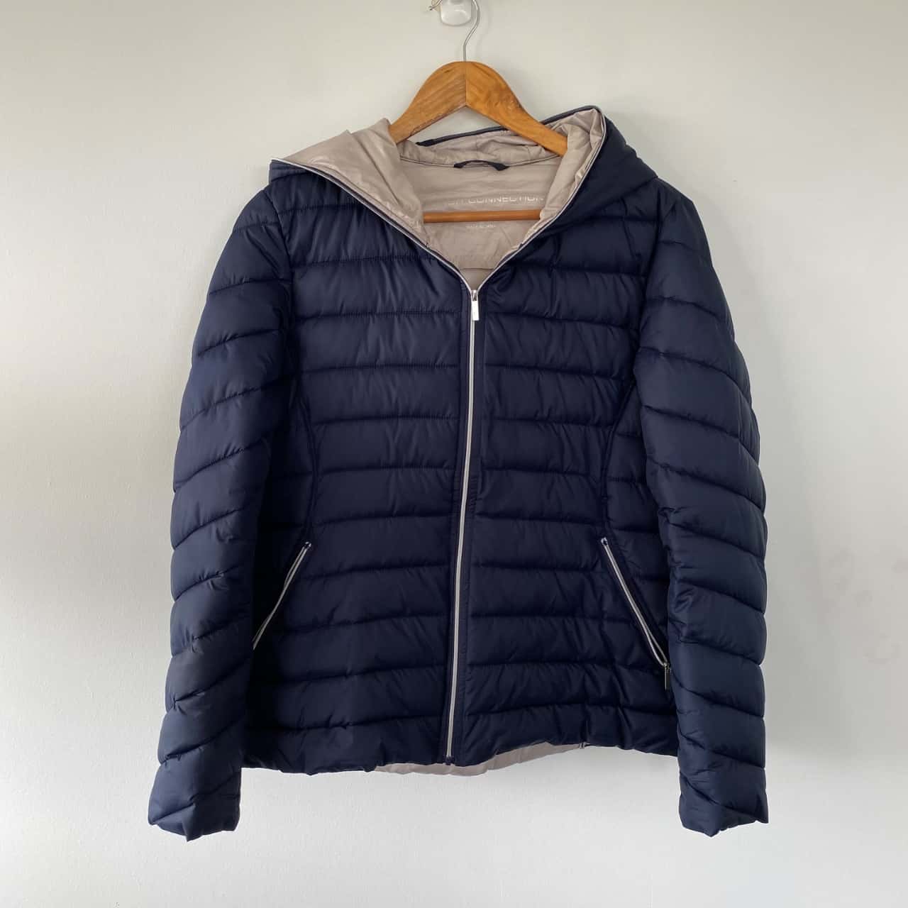 French Connection Navy Blue Puffer Jacket Size L (s)