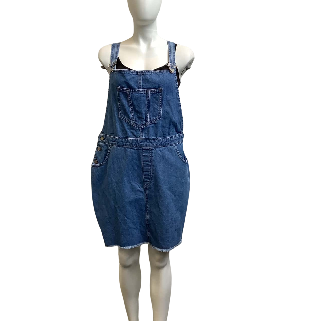 Brand New Boohoo Womens Label Size UK18 Fray Hem Denim Pinafore Blue(s ...