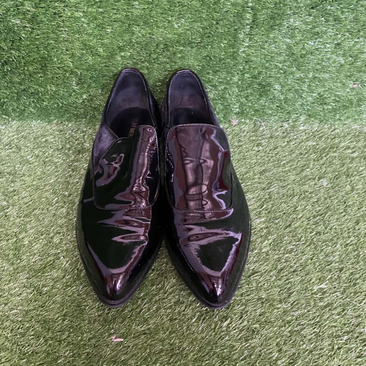 Jo Mercer Black Leather/Fur Pointed Shoes Size 10(s)