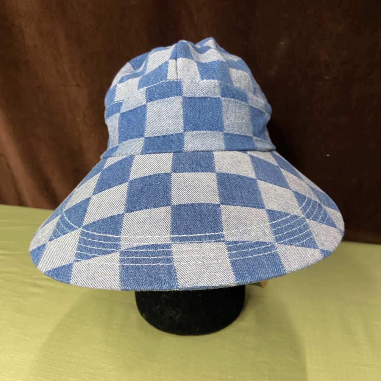 BNWT Gorman Checked Out Widebrim Hat One Size Blue / Checked (s)