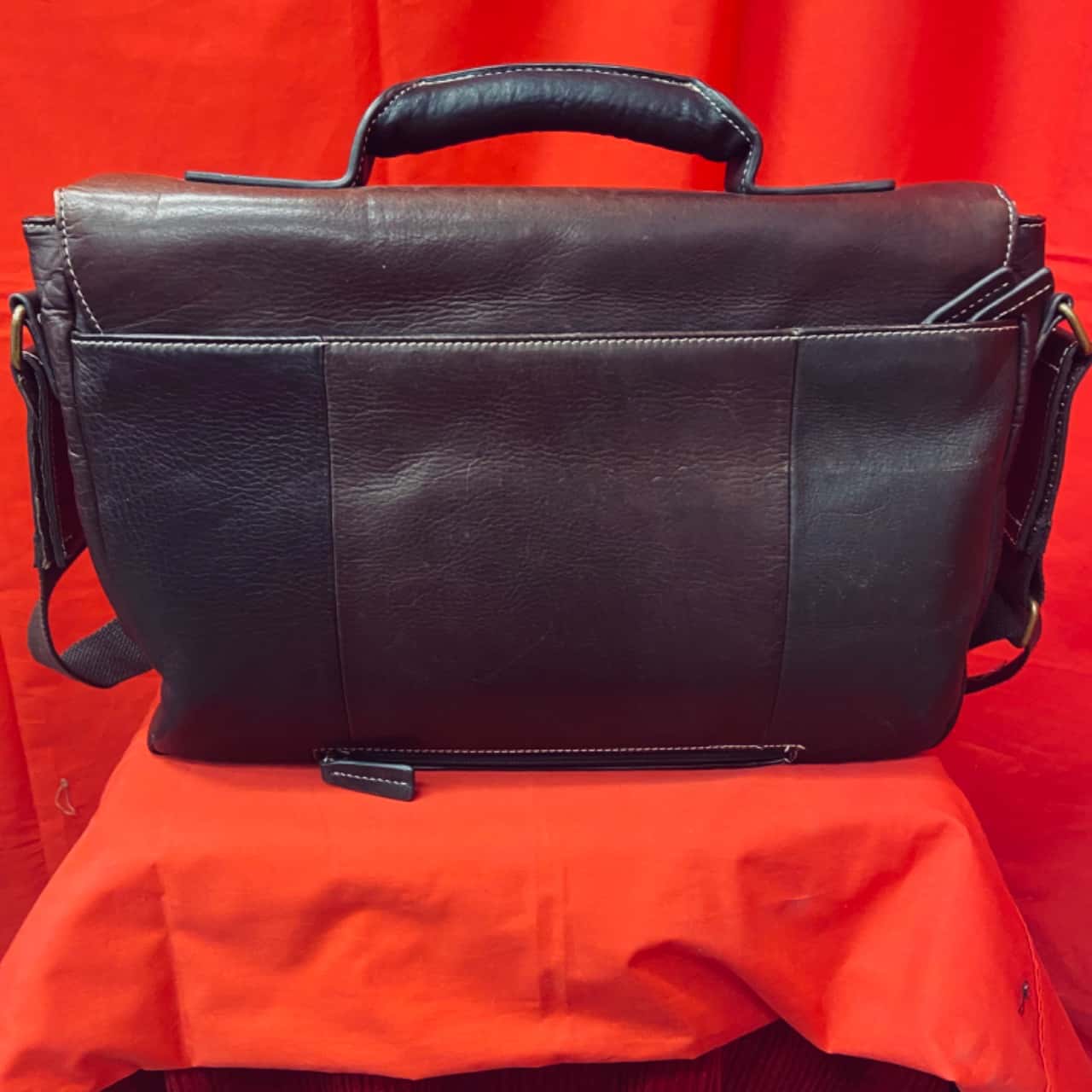 Enzo Rossi Unisex Brown Leather Soft Briefcase (s)