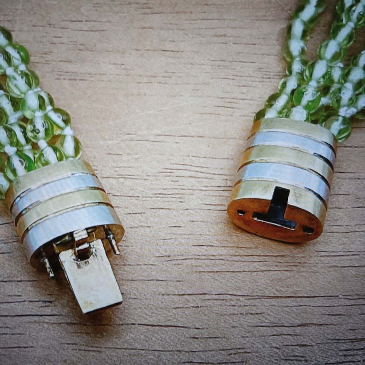 Vintage 585 14k White & Yellow Gold Multi Strand Peridot Bead Necklace ...