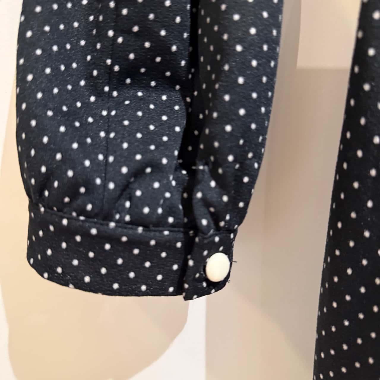 Vintage** Fashion for you. Black with White Spot Dress. Size 14 (s)