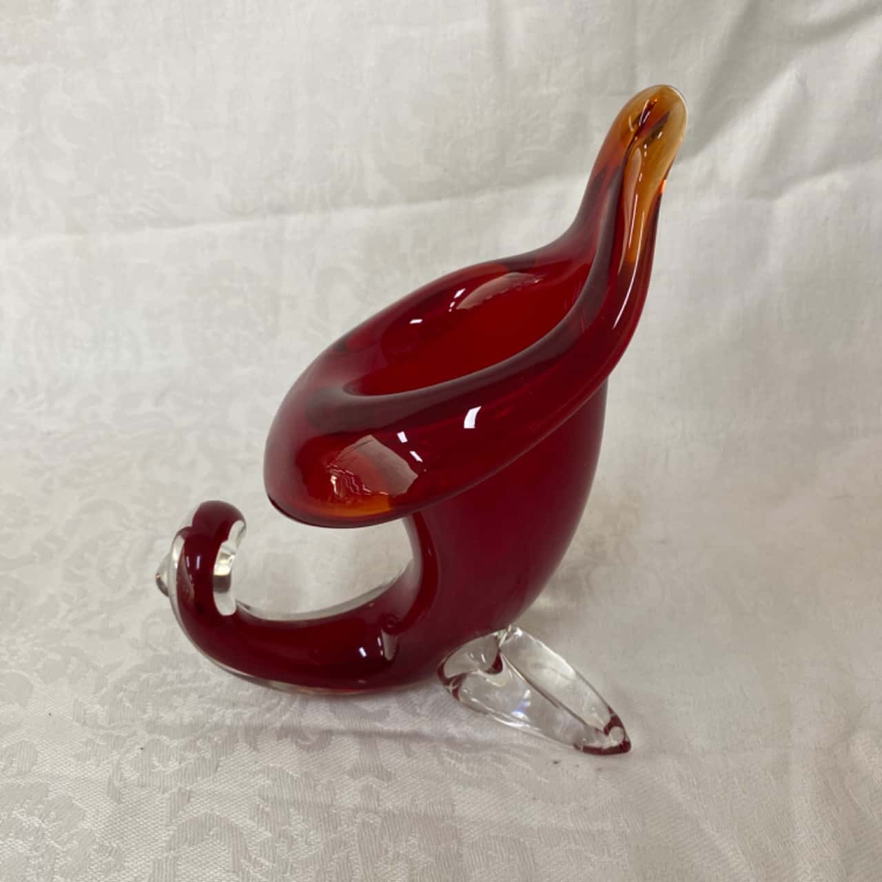 Murano Cornucopia Vase with Label