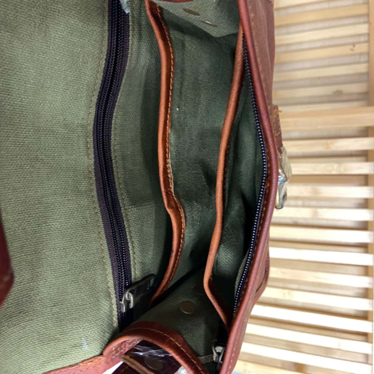 Womens Square Leather Tote Bag Brown