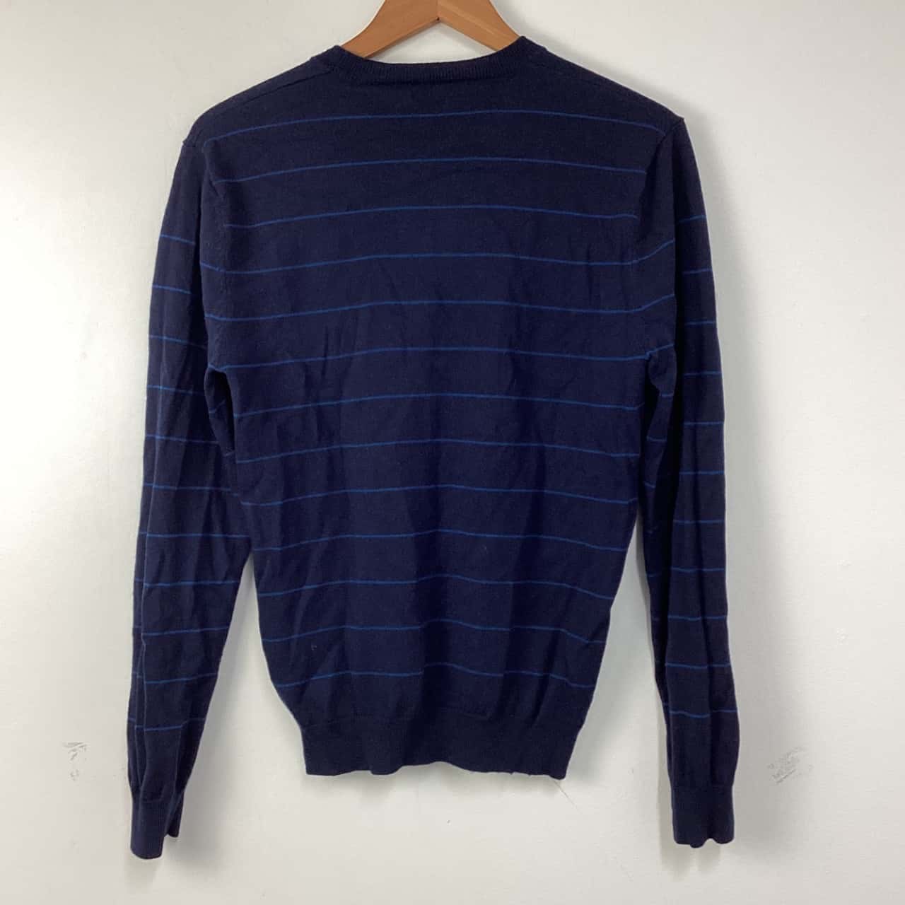 SABA Mens Size S Jumpers Blue / Striped 100% wool VGUC(s)