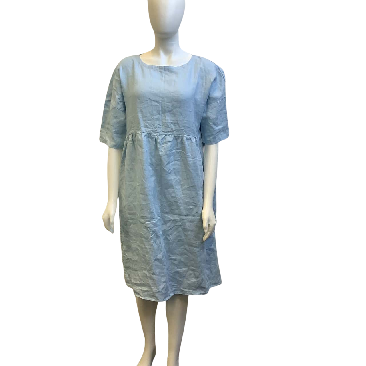 Lintico Womens Size S Linen Midi Dress Sky Blue(s)