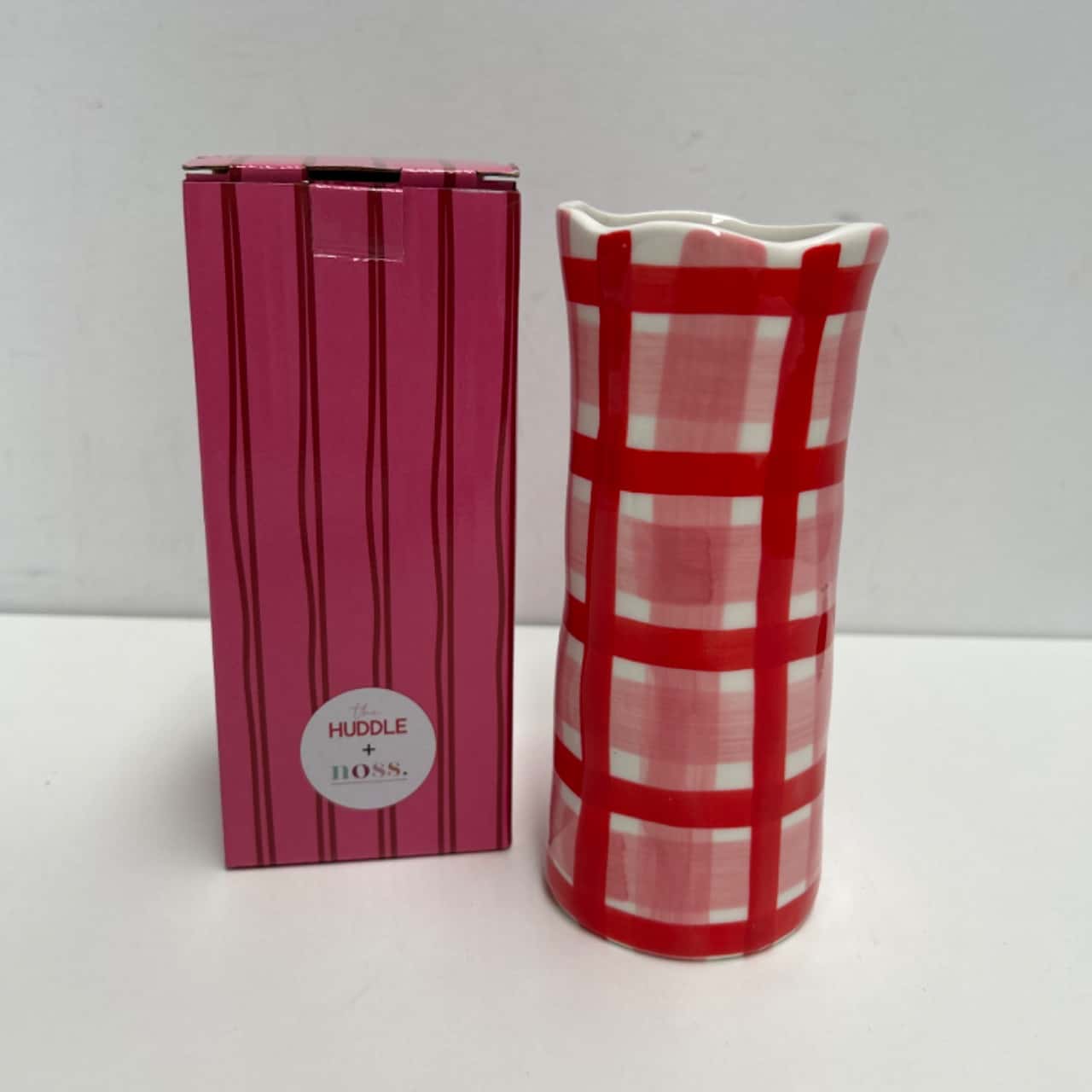 NEW - The Huddle + Noss Pink and Red Gingham Vase - small (s) - New ...