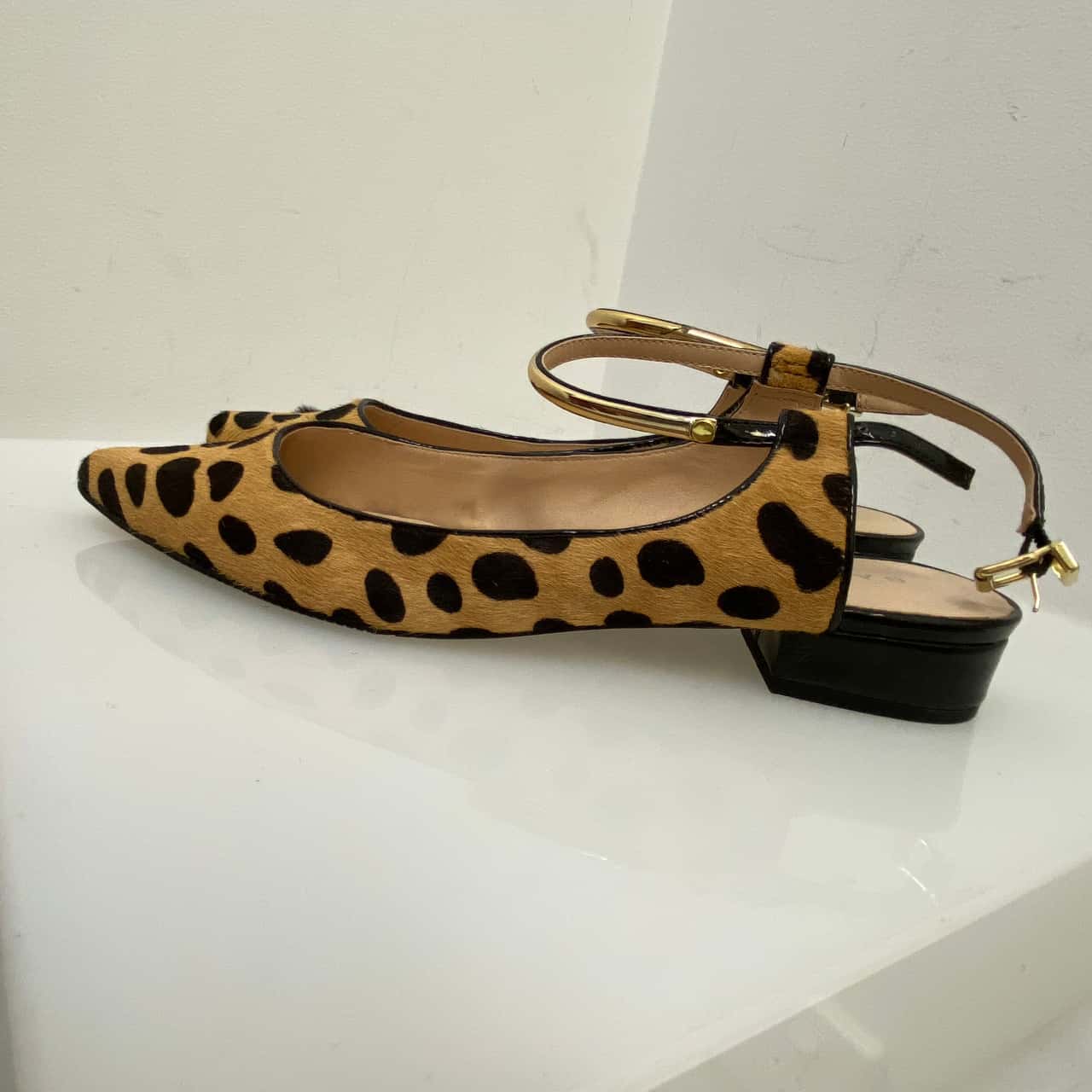Basque Leopard Print Pony Hair Shoe. Size 38.5